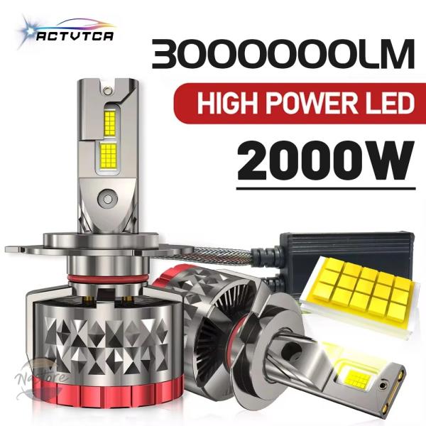 ACTVTCA 2000W 3000000LM H7 H4 H11 LED HEADLIGHT HIGH POWER CANBUS 9005 HB3 9006 HB4 9012 HIR2 TURBO LAMP 6000K CAR LIGHT...