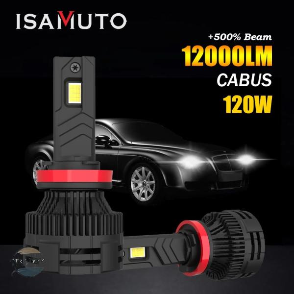 2PCS H8 H9 H11 LED SUPER BRIGHT HEADLIGHT 12/24V 120W 6500K 12000LM LED WHITE REPLACEMENT BULB ISAMUTO FE1201