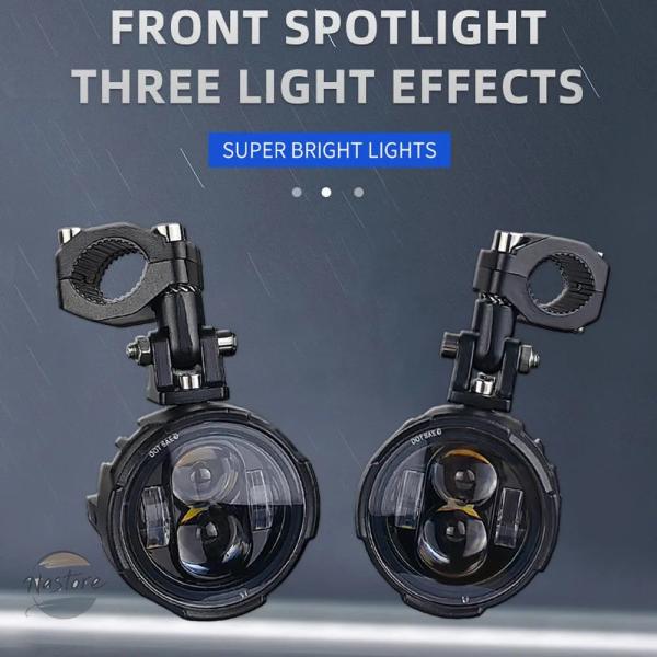 バイク FOG LIGHTS LED AUXILIARY DRIVING LAMP MOTO HEADLIGHT SPOTLIGHTS 100W WITH SWITCH DUAL COLOR バイク LED LIGHTS