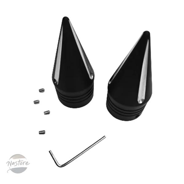 YUNTANMT BLACK AND クロームE FRONT AXLE NUT COVERS 3.6インチ SPIKE FRONT AXLE NUT COVERS CAPS ハーレー TOURING ソフテイル