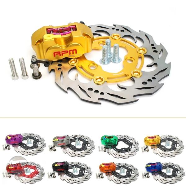 バイク RPM 220MM BRAKE CALIPER DISC 3 HOLE ROTOR DISC SET 82MM RADIAL MOUNTING 4 PISTON FOR PITBIKE STREET BIKE ホンダ ヤマハ