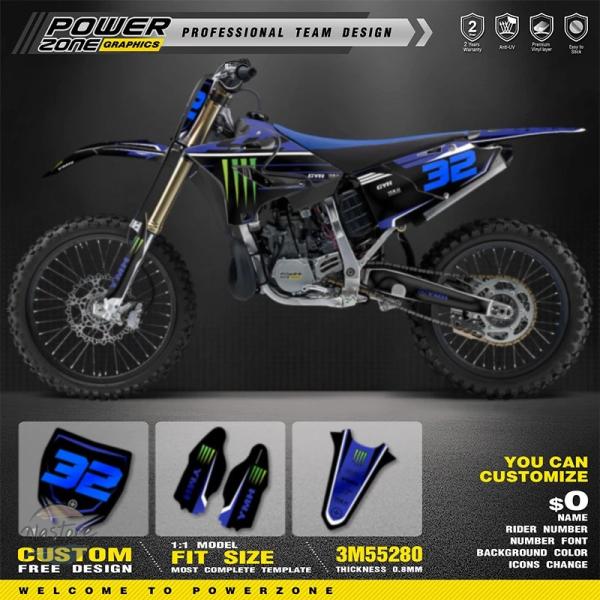 CUSTOM TEAM GRAPHICS BACKGROUNDS DECALS FOR 3M STICKERS KIT ヤマハ 2015 2021 YZ125 250 16 21 YZ250X 045