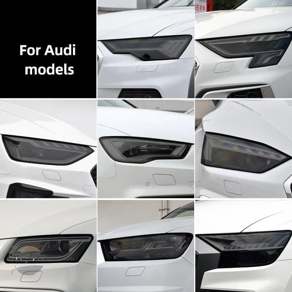 アウディ audi フロント ヘッド ヘッドライト ライト保護フィルム ランプ スモークブラック a3 8v s3 a4 b8 b9 a5 a6 s6 c8 a7 a8 d4 tt tts q3