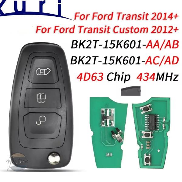 BK2T フォード FORD カスタム リモート キー FOB 4D63 チップ 434MHZ FSK トランジット/トランジット 2012 15 2016 15K601 AA/AB/AC/AD BYLIBER パーツ