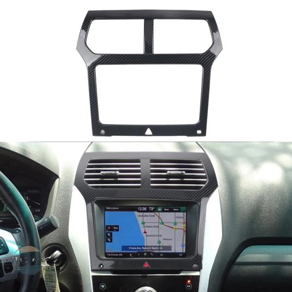 フォード エクスプローラー 2011 15 カーボンブラック インテリア コンソール ナビゲーションカバー フレーム トリム ABS カーアクセサリー