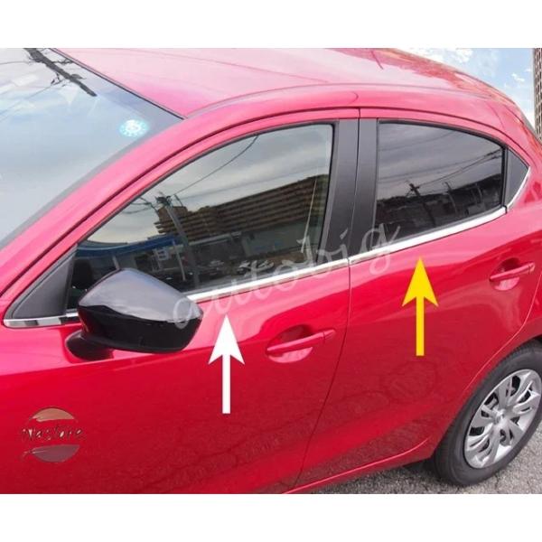 マツダ 2 デミオ 2015 19 DJ DL アクセサリー マツダ 2 ハッチバック セダン ステンレス ドアウィンドウ トリム