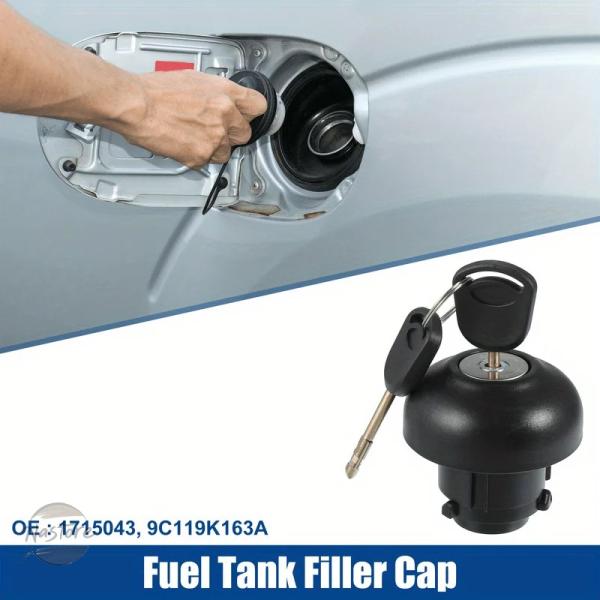 GAS FUEL TANK CAP REPLACEMENT FIT FOR FORD TRANSIT REPLACE 1715043 9C119K163A BLACK
