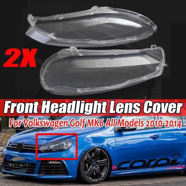 VW GOLF 6 MK6 GTI R 2010 2011 2012 2014 左/右フロント ヘッドライト レンズ カバー クリアランプシェード ヘッドランプ シェル