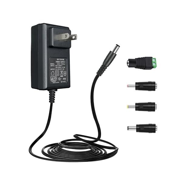 -/24V-1A+4Tips/24V-1A+4 Tips-PSE・Size:24V-1A+4Tips・[AC - DC 24V 1Aアダプター] ---AC入力: 100V-240V 50Hz/60Hz; DC出力：24V 1A/1000m...