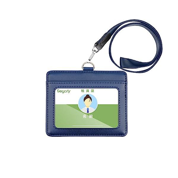 ブルー/青い　横型 2枚収納/-・Size:青い　横型 2枚収納・サイズ101×86mm；おすすめのカードサイズ：54 x 85 mm・高品質な素材&amp;防水機能耐久性のある厳選された本革素材を使用し、落ち着いたカラーリングで高級感を演...