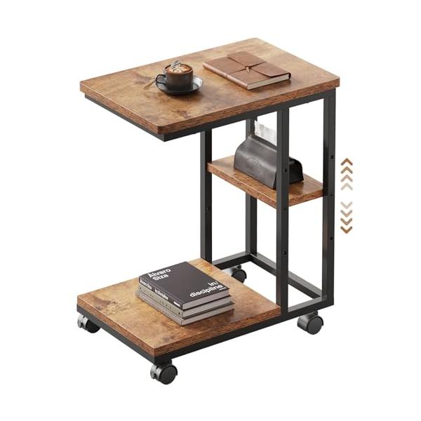 ベッドサイドテーブルピンテージ/幅40cm/-・Size:幅40cmColor:ピンテージ・コ字型テーブルサイドテーブル キャスター付きはコ字型、ソファやベッドの下のスペースに入れ、隙間に差し込んでも使えます。ソファのサイドテーブルやリビン...