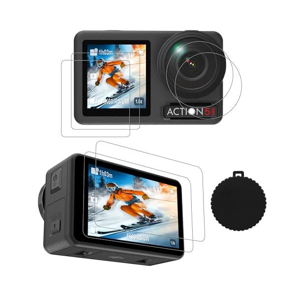 透明/Action5/Osmo Action 5 Pro・Size:Action5・対応機種Dji Osmo Action 5 pro.メイン画面用2枚+サブ画面用2枚+カメラレンズ用2枚+1枚レンズカバー・高透明DJI Action 5 ...