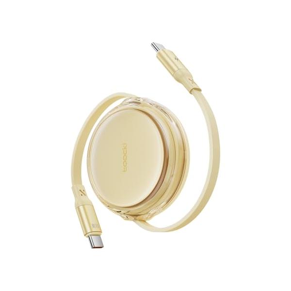 両引きタイプ 巻取り式ケーブルクリームイエロー/ケーブル長約95cm/TQ-X94C2・Color:クリームイエロー・最大100Wの出力を実現従来の60Wから最新の100Wへと大幅にアップグレード！これにより、さまざまなデバイスをより迅速か...