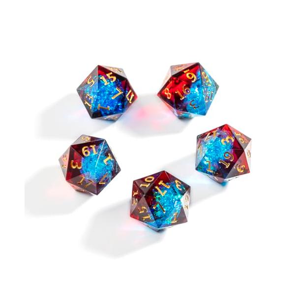 レッド ブルー/-/-・Color:レッド ブルー・5個 ダイス D20 サイコロ 20面ダイス 多面体ダイス・耐久性と耐久性のあるレジン材質で作られています。・ダンジョンズアンドドラゴンズDND TRPG MTGダイステーブルゲーム、サイ...