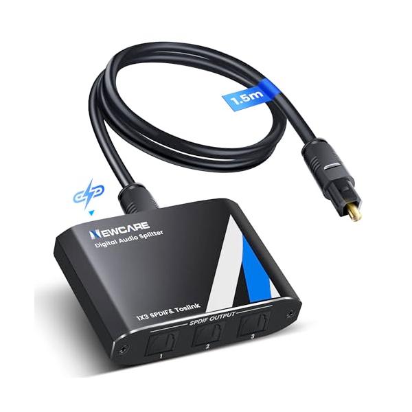 ブラック/-/1x3 Optical Splitter・パッケージ個数:1・★1x3 光デジタル 分配器本機は1台の光デジタル入力機器（BDレコーダー、PS5、XBOXなど）の音声信号を3台の光デジタル出力機器（サウンドシステム）に接続し、...