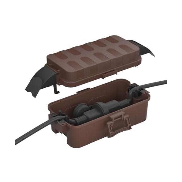 インダストリアルブラウン/-/-・PackageQuantity:1Color:ブラウン・パッケージ個数:1・IP55防水アップデート：この新しい屋外用電気ボックスは、取り外しな2つのカバーを備えており、2つのエントリーポートに取り付けるこ...