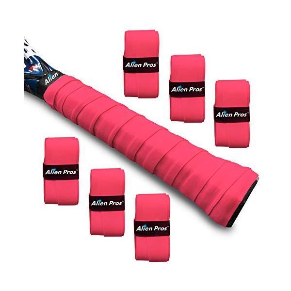 6枚?みのレッドピンク/幅2.54センチメートル 長さ110センチメートル 厚さ0.508ミリメートル/-・Style:6枚?みのレッド・プレカットなので、簡単に巻けます。Alien Pros テニスグリップで、1分以内にラケットが新品のよ...