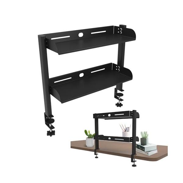 Black/二重の棚：44*15.5*39cm/デスク上収納ラック・Size:二重の棚：44*15.5*39cmColor:Black・ケーブル収納と天板フレームの組み合わせ机の上に収納しやすいと同時に、コード収納フレームを追加し、収納能力...