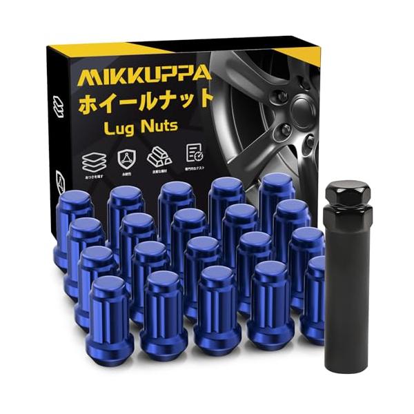 ブルー/M12X1.5/-・Color:ブルーSize:M12X1.5・商品仕様花形ナット、ブルー、ネジサイズ：M12×1.5、二面幅：17mm、全長：約35mm、60°テーパ一座、19HEX/21HEXソケット付・適用車種20個のナットは...