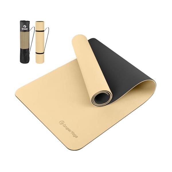 クリームイエロー+ブラック+収納袋/6mm/-・Color:クリームイエロー+ブラック+収納袋Size:6mm・高密度のTPE素材ヨガマニアが強烈に推薦される高弾力で耐久性も抜群なTPE素材を採用し、身体にも環境にも友好的です。 NBR素材...