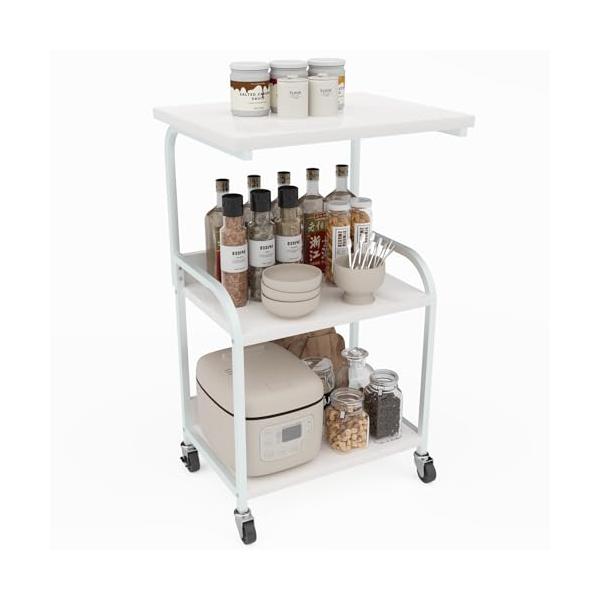 白の色/標準/CFTC06・Color:白の色・パッケージ個数:1・1. 三段式収納で、異なるアイテムを収納できます・2.後ろにシャッターがあり、物が落ちないようにする・3.キャスターは移動してもよく、どこかに固定してもよく、その中の2つの...