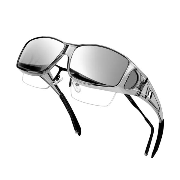 A6グレー+ミラーシルバー/M/-・Color:A6グレー+ミラーシルバー・眼鏡着用者の福音書、大きめ対応：オーバーサングラスとはメガネの上に掛けられる機能的なサングラスです。メガネの上からはもちろん 、メガネなしでも直接掛けることができま...