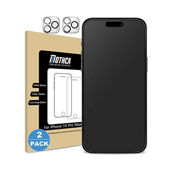 -/iPhone 14 Pro max用-6.7インチ(2枚)/NMS-14PM-2P・Size:iPhone 14 Pro max用-6.7インチ(2枚)・アンチグレア・Dynamic Island対応アンチグレアガラスフィルムの表面は反...