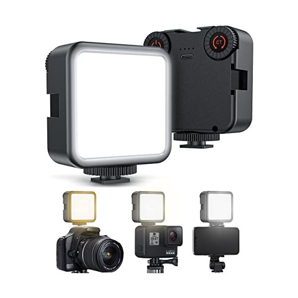 ブラック/-/-・Color:ブラック・カメラ撮影にオススメなLEDビデオライトビデオライトの調光ボタンはダイヤルで、色温度（3000K‐6000K）と明るさ（0％-100％）を感覚的に調節することができます。49個の高演色LEDビーズを搭...