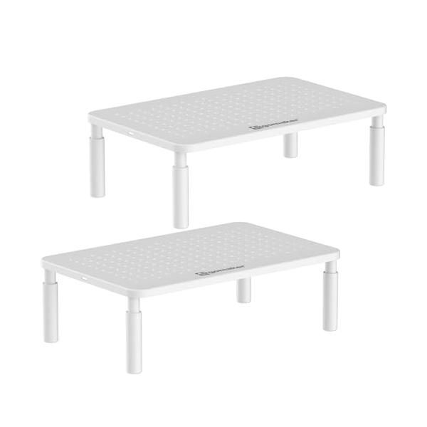 １個入りホワイト　2個入り/2個入り/MR01-UK・Color:ホワイト　2個入り・製品仕様商品名：モニター台 卓上タイプ　幅37CM、奥行24CM、高さ10/12/14CM　3段式調節　耐荷重：20KG・人間工学に基づいたデザイン- 弊...