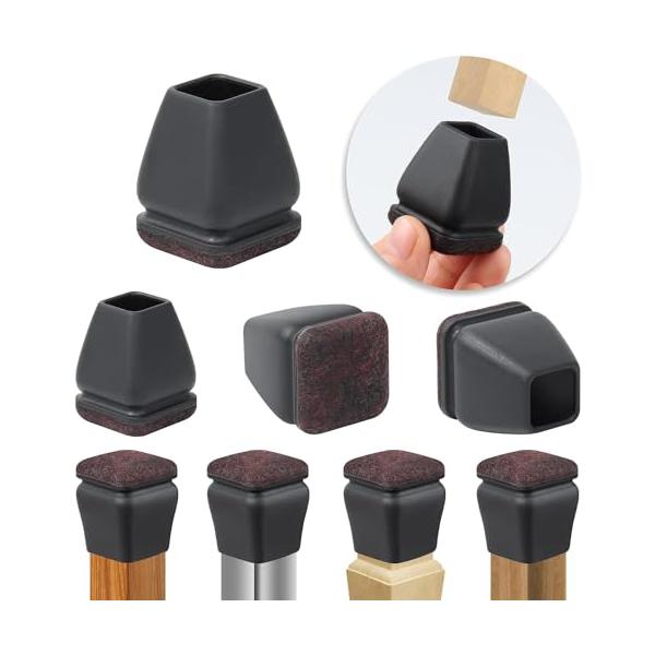 ブラック/角脚-Small/-・Size:角脚-SmallColor:ブラック・床保護&amp;騒音防止椅子脚カバーの底部には厚いフェルトパッドが使用され、椅子脚の端をしっかりと包み込む。椅子脚と床が直角でなくても、傾斜した椅子の脚にも装着...