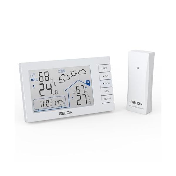 ホワイト/-/-・室内/屋外 温湿度計 室外センサー付き室内/屋外の気温差が一目でわかる。一つ室外センサーが付属されており、センサーを屋外に設置して外の温湿度の測定値を自動的に親機へ送信します。子供のでかける服装や、ワンコの散歩するタイミン...