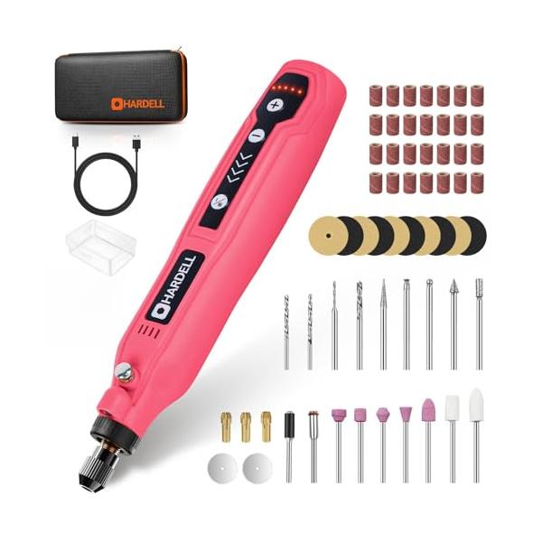 ピンク/3.7V-5段変速/QOM-DC-4N・Color:ピンク・USBワイヤレス充電式USBワイヤレス充電対応の回転工具で、3.7Vの充電池を搭載しています。バッテリー容量は2000mAhで、作業中に電線で邪魔されることを心配する必要は...