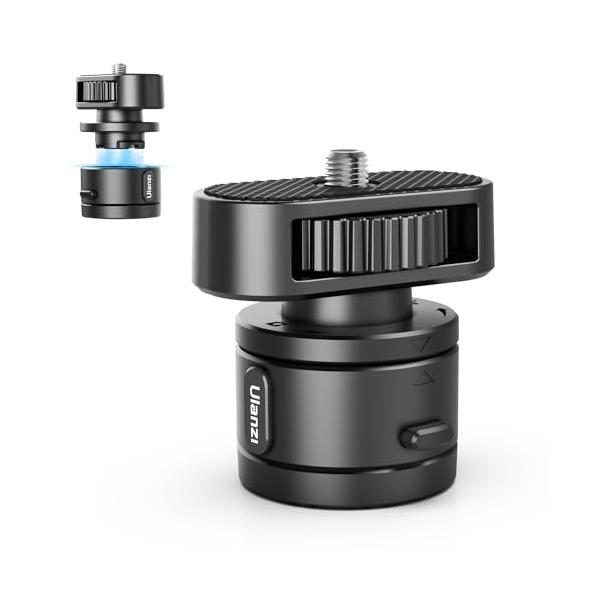 ブラック/-/-・1/4インチネジ 互換性が強い本製品は標準的な1/4インチネジを使用しており、上部の1/4インチネジは、1/4ネジ穴があるライト、スマホクリップ、カメラなどの撮影アクセサリーと互換性があります。下部の1/4ネジ穴は、三脚、...