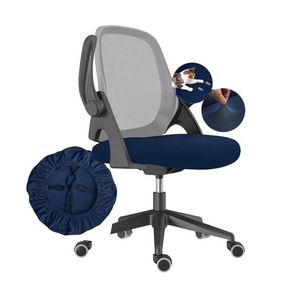 モダンダークブルー/Medium/yitao-zuomian・Color:ダークブルーSize:Medium・耐久性&amp;オフィスチェアカバー素材：伸縮性のある生地、ポリエステル92%+弾性繊維8%；透気性良いし、手触り良いし、座り心地...