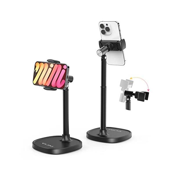 縦置き・最新のスマホスタンド一般的な携帯電話ホルダーとは異なり、スマホクリップに改良・加工を施しています。 置くと、スマホをしっかりホールドし、脱落を防止します。 2段階式回転を採用し、携帯電話が回転することで幅広い角度に対応し、デッドスペ...