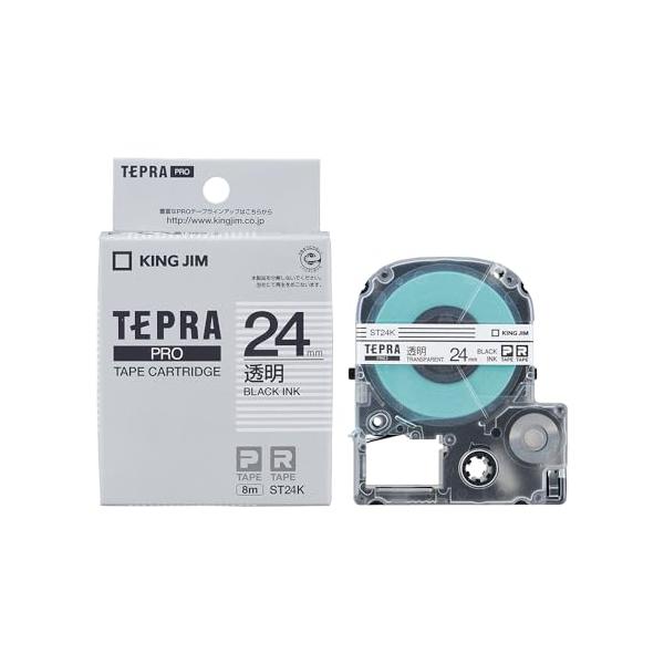 黒文字/24mm/ST24K・Size:24mmPatternName:単品・パッケージ個数:1・(b)メーカー型番 :(/b) ST24K・(b)長さ :(/b) 8m・(b)幅 :(/b) 24mm・(b)ラベル色 :(/b) 透明・(...