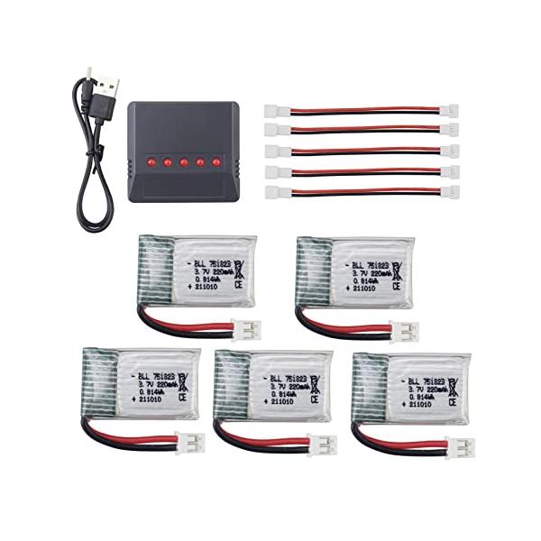 レッド/-/-・パッケージ個数:1・製品は含まれています：5pcs電池+ 1充電5充電器+5変換線・製品適用E010 E010C E011 E011 C E013 GOOLRC T36 Ninhui NH010 F36 H36 HS210サ...