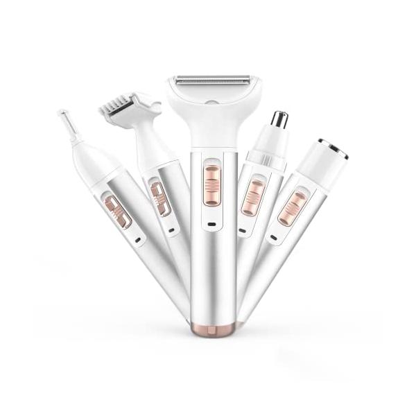 Silver/-/VA-758・Color:Silver・5in1多機能シェーバー&amp;全身適用ボディーシェーバー、VIO専用シェーバー、フェイスシェーバー、眉毛カッター、鼻毛カッター1台5役のヘッドが付いたレディースシェーバーです。顔...