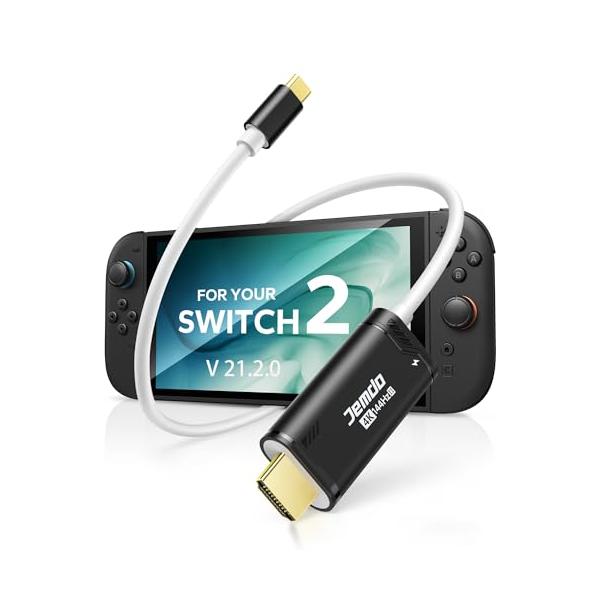 ブラック/-/-・Color:ブラック・アップグレードチップ搭載＆カスタマーサポート：JEMDO Switch 2 ドック付き HDMI変換ケーブルは改良型チップを搭載し、2025年発売のSwitch 2（21.2.0）ファームウェアに完全...