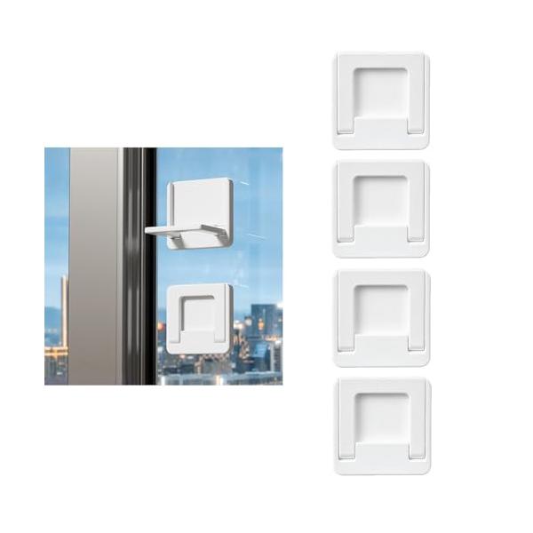 ホワイト/4個セット/-・Size:4個セット・?子供安全ロック耐久性のある白いスライドドアは目立ちにくく、家具との調和が取れており。ただし、転落のリスクを避けるため、お子様やペットが窓を勝手に開けられないようにご注意ください。厚さは7mm...
