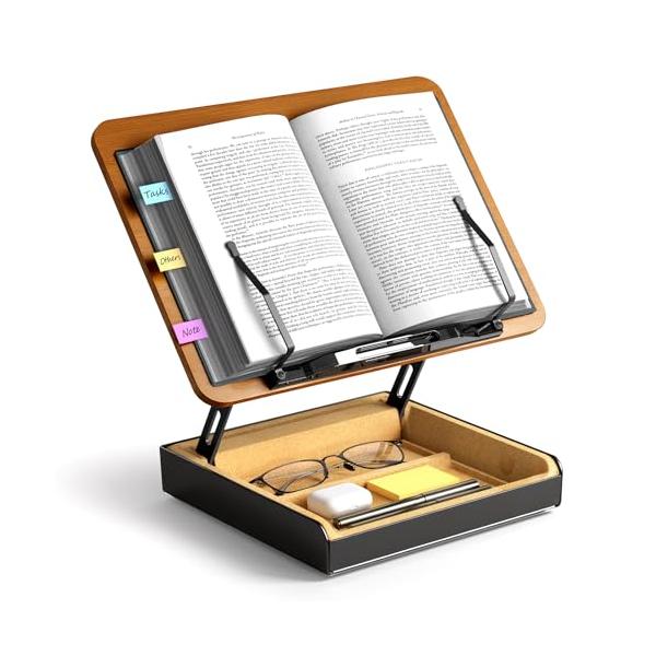 収納式木/-/OP-2RR・Style:収納式・360°調整なベース：ベースは360°回転で、高さと角度を自由に調節でき、理想的な読書視角を提供します。スプリング式クリップ設計で両手が自由になり、快適な読書姿勢を保つことが。長時間の読書もよ...