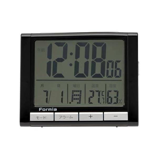 黒ノーマル11.ブラック/非電波/082763・Color:11.ブラックSize:非電波・パッケージ個数:1・カレンダーや温度・湿度の情報表示やスヌーズ、バックライトなど機能も豊富な目覚まし時計・設定ボタンが前面や側面にあることで画面を見...