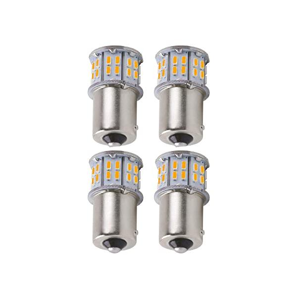 イエローアンバー/S25 P21W ピン角 150度 4個セット/-・Size:S25 P21W ピン角 150度 4個セット・パッケージ個数:1・製品情報：S25 LED ウィンカーランプ、S25シングル 150度ピン BAU15S、発光...