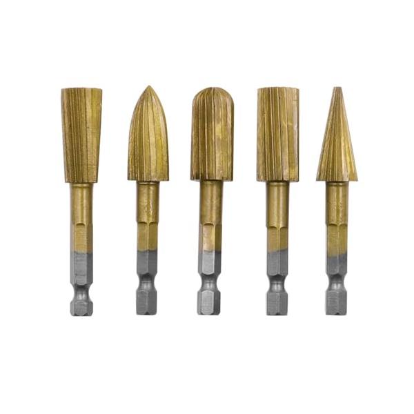 高品質5本セット超硬カッター採用のロータリーヤスリバリセット。6.35mm六角シャンク対応の電動やすり5本組で、金属加工・木工作業に最適な耐久性抜群のプロ仕様ツール。・多機能研磨システム丸型/円錐型/ボール型など5形状の回転ヤスリがセット。...