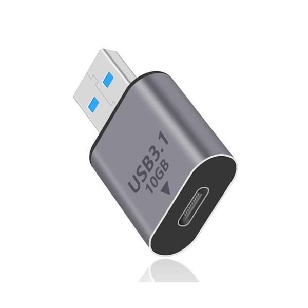 USB CメスからUSBオスアダプター。グレー/10GB USB3.1 Male to USB C Female/USB C Female to USB Male Adapter・Model:USB C Female to USB Male...