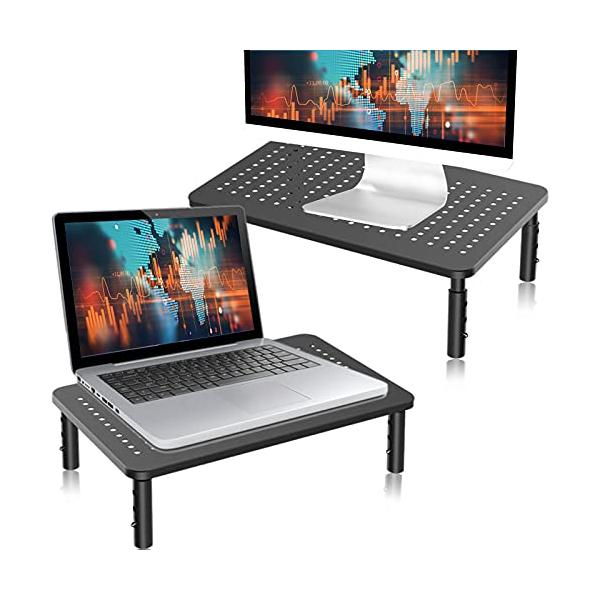 MST003-2-二個セット-黒/-/MST・Color:MST003-2-二個セット-黒・パッケージ個数:1・人間工学モニター台は、パソコンのモニターに高さを出したり、スペースを有効活用するためのアイテムです・過熱防ぎ机の天板がメッシュ構...