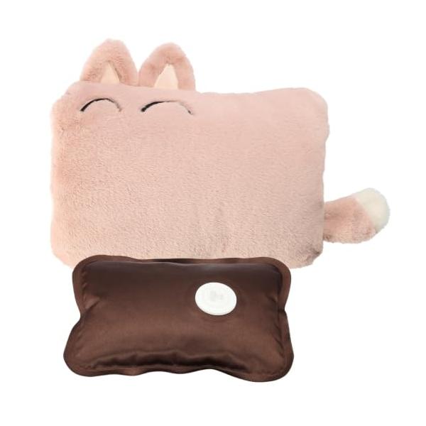 ミスティローズ/長さ27.1cmx幅20cmx厚さ10.6cm/LXE-8008-02-PK・Color:ミスティローズ・キュートで癒しのネコちゃん 湯たんぽ・充電式 湯たんぽが超便利！約8~15分ほどコンセントに接続するだけで、湯たんぽを...