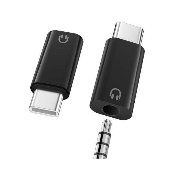 TypeC-3.5mm(4極/3極)-黒*2p/-/-・Color:TypeC-3.5mm(4極/3極)-黒*2p・「高音質を実現するDACチップ搭載」機種変えられてもイヤホンジャックがなくなっても、1本のアダプターで従来の3.5mmプラグ...