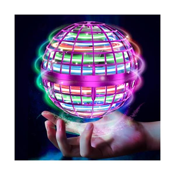 ピンク/3.54インチ/TSM006-B・Color:ピンク・クールなRGBライトを搭載したハイテクのハンドコントロールドローン：フライングライトボールは、スマートに飛ばすことができる。投げる角度や速度が異なると、飛行経路やブーメラン効果も...