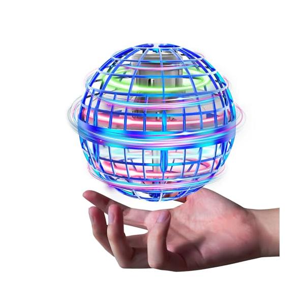 ブルー/3.54インチ/TSM006-B・Color:ブルー・クールなRGBライトを搭載したハイテクのハンドコントロールドローン：フライングライトボールは、スマートに飛ばすことができる。投げる角度や速度が異なると、飛行経路やブーメラン効果も...